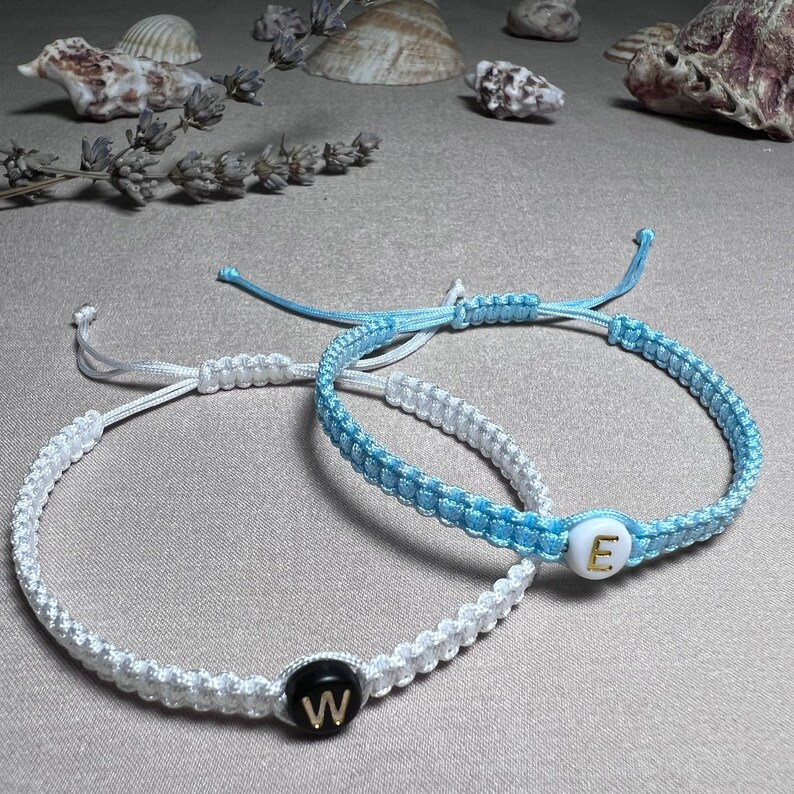 Set of 2 Adjustable Letter Bracelets, Personalized Letter Bracelet ...