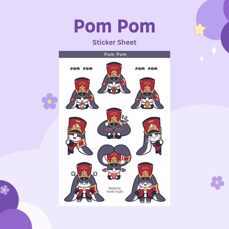 HSR Pom Pom Honkai Star Rail Vinyl Sticker Sheet - Etsy UK