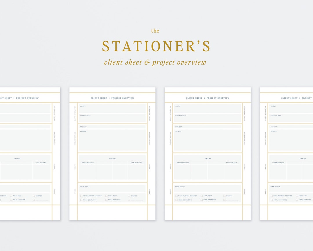 The Stationer's Client Sheet & Project Overview Form - Etsy