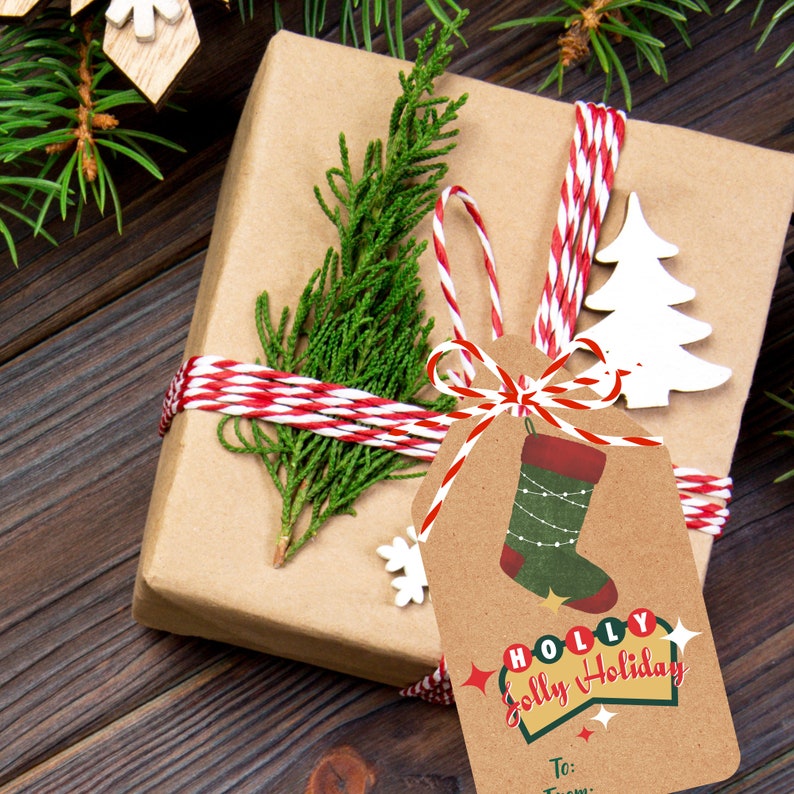 Santa Stocking Design Christmas Gift Tags instant Download - Etsy