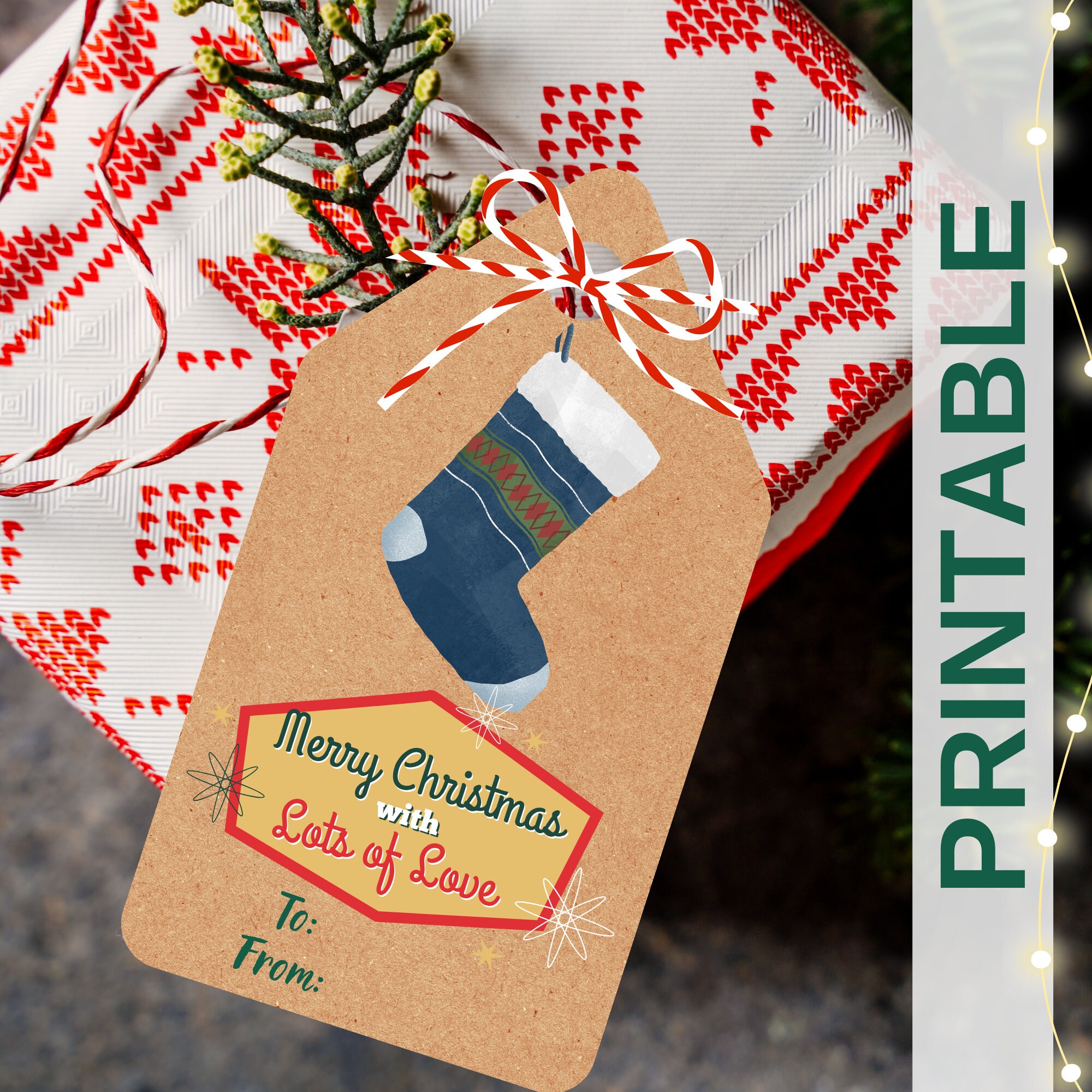 Santa Stocking Design Christmas Gift Tags instant Download - Etsy