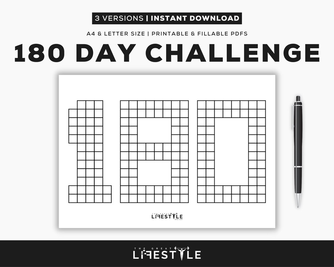3x 180 Day Tracker Challenge, Habit Forming, Break Habit Bundle ...