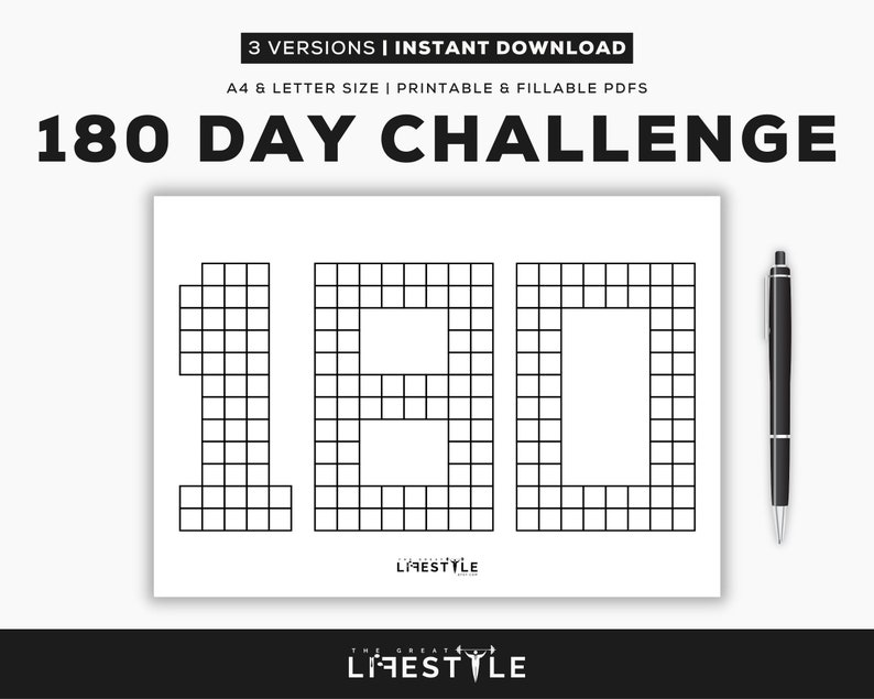 3x 180 Day Tracker Challenge, Habit Forming, Break Habit Bundle ...