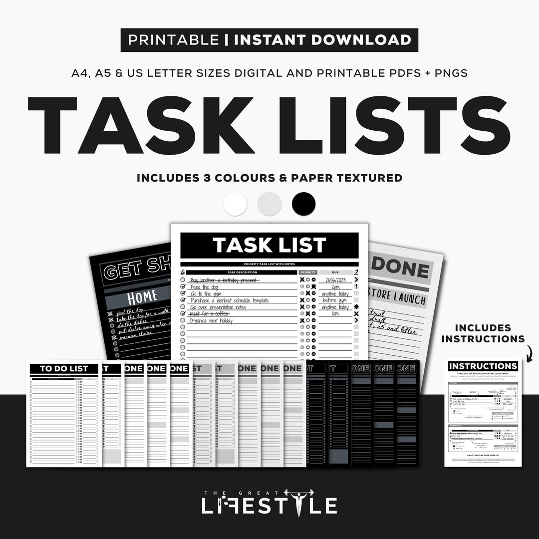 15x Task List / to Do List / Get Shit Done Printable Template ...