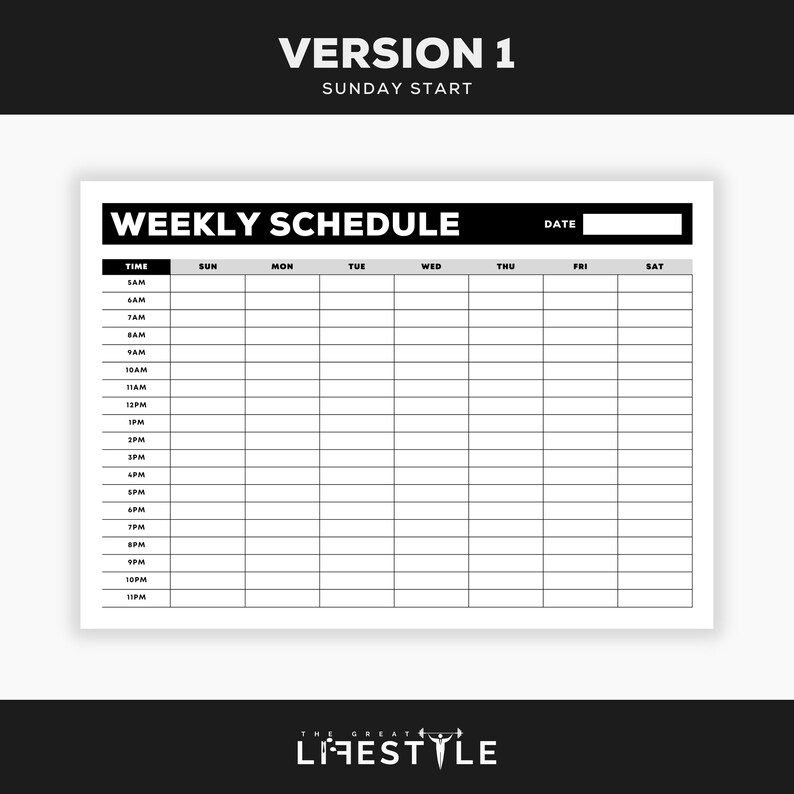 Hourly Weekly Schedule, Digital Printable and Fillable Routine Planner ...