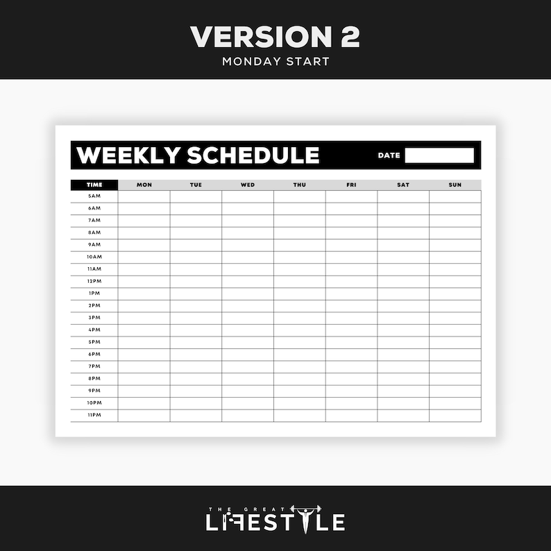 Hourly Weekly Schedule, Digital Printable and Fillable Routine Planner ...