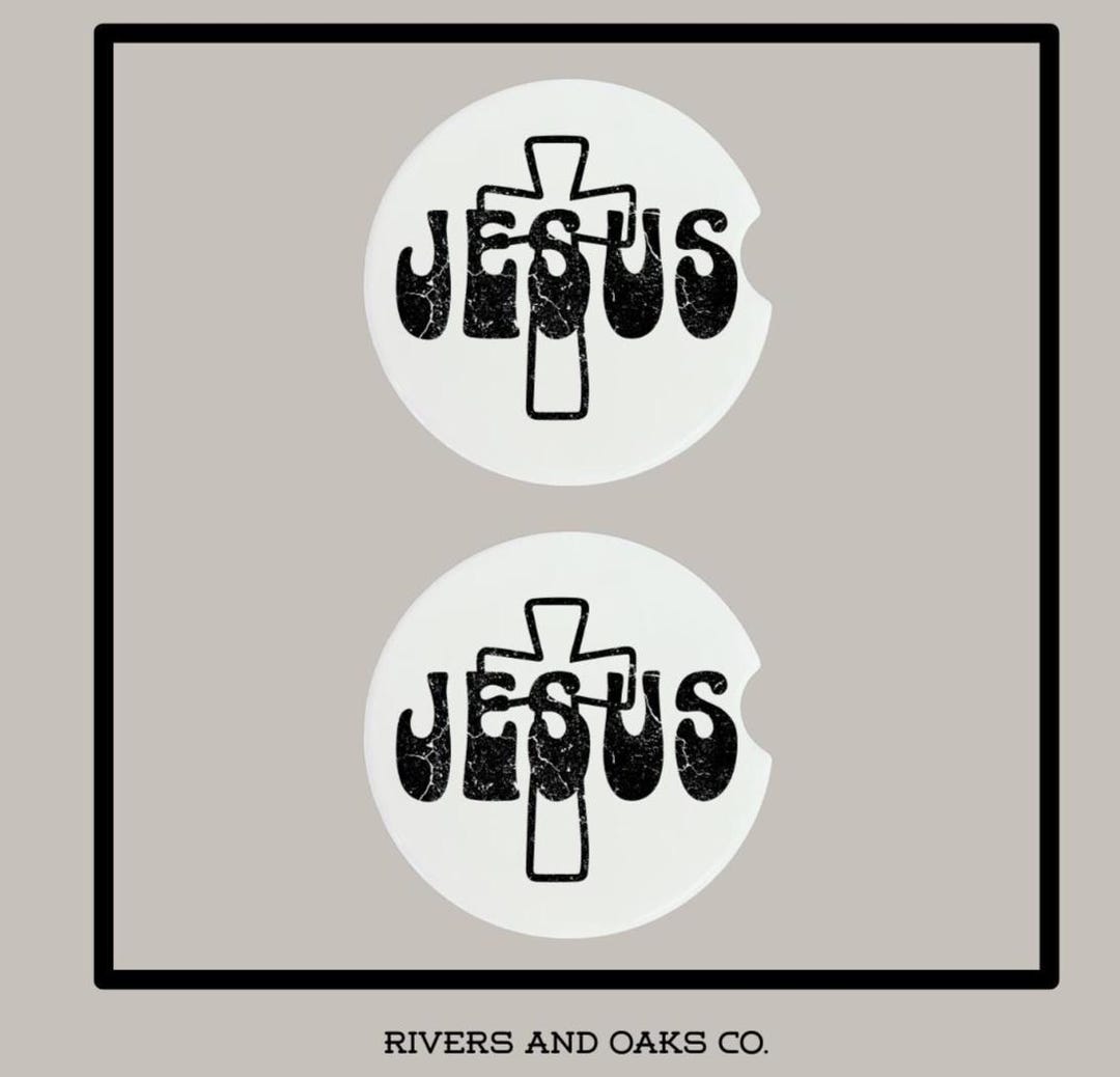 Jesus Retro Cross Car Coaster Set of 2 - Etsy