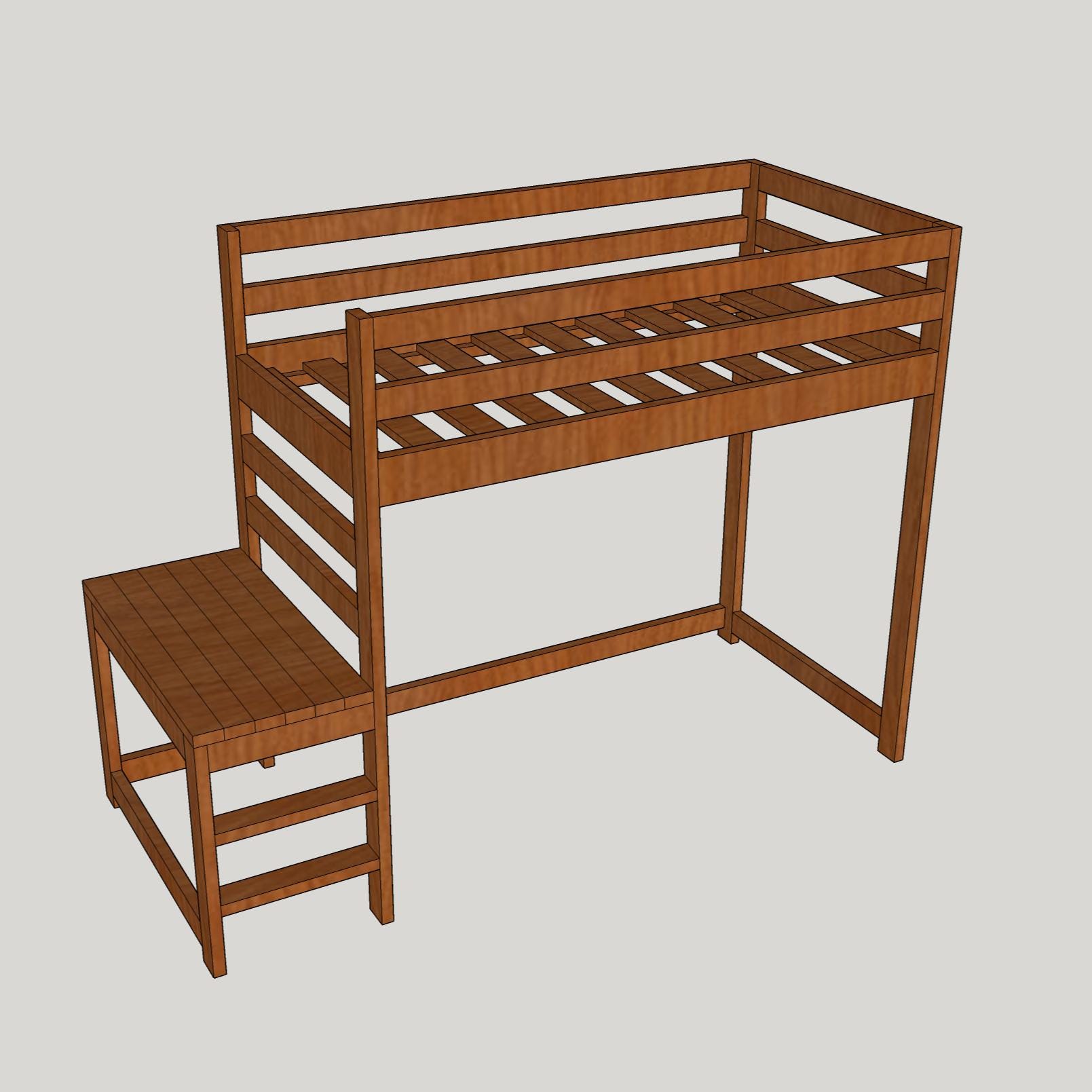 Twin Loft Bed Blueprints DIY Instructions, + 7 Customizable Add-ons ...
