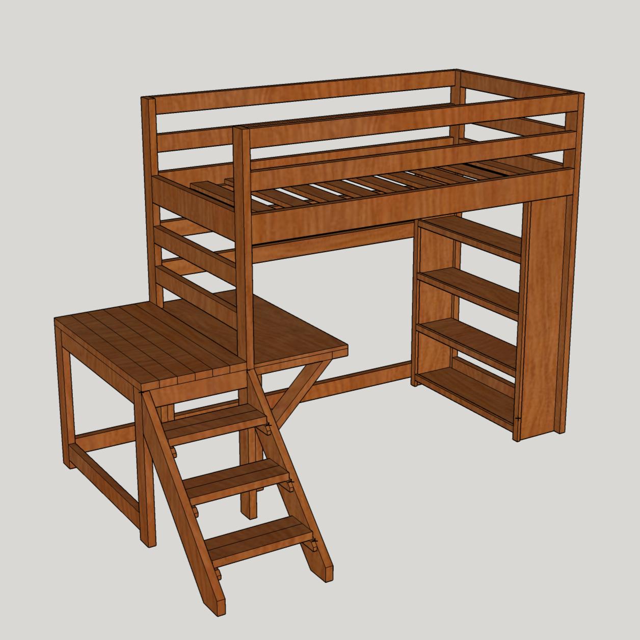 Twin Loft Bed Blueprints DIY Instructions, + 7 Customizable Add-ons ...