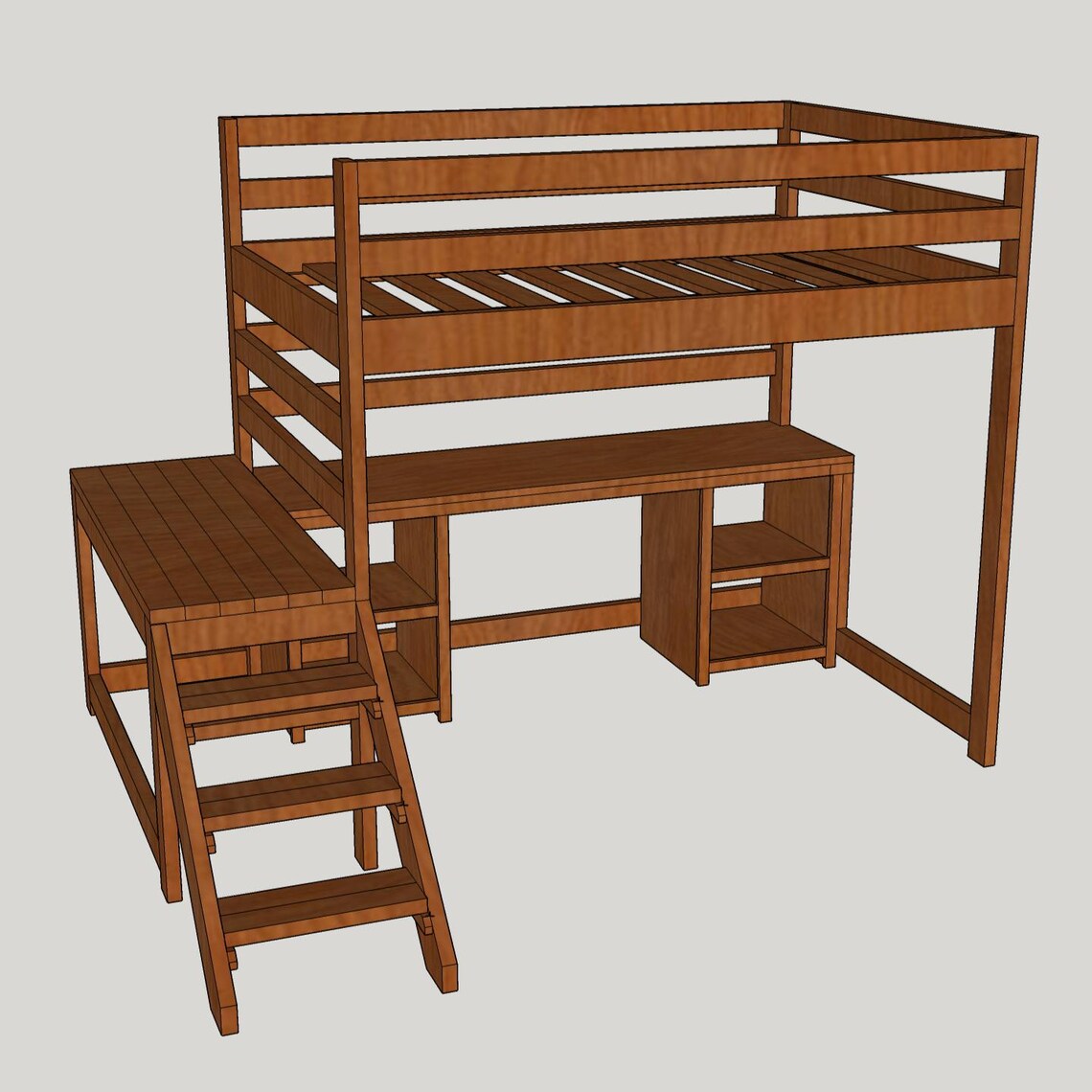 Full Loft Bed Blueprints DIY Instructions, + 7 Customizable Add-ons ...