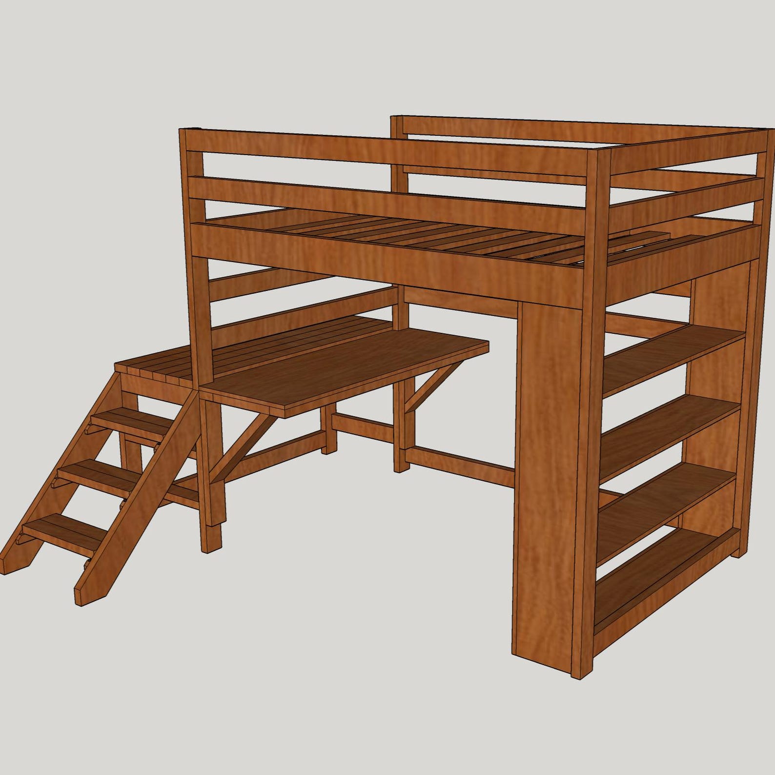 Full Loft Bed Blueprints DIY Instructions, + 7 Customizable Add-ons ...