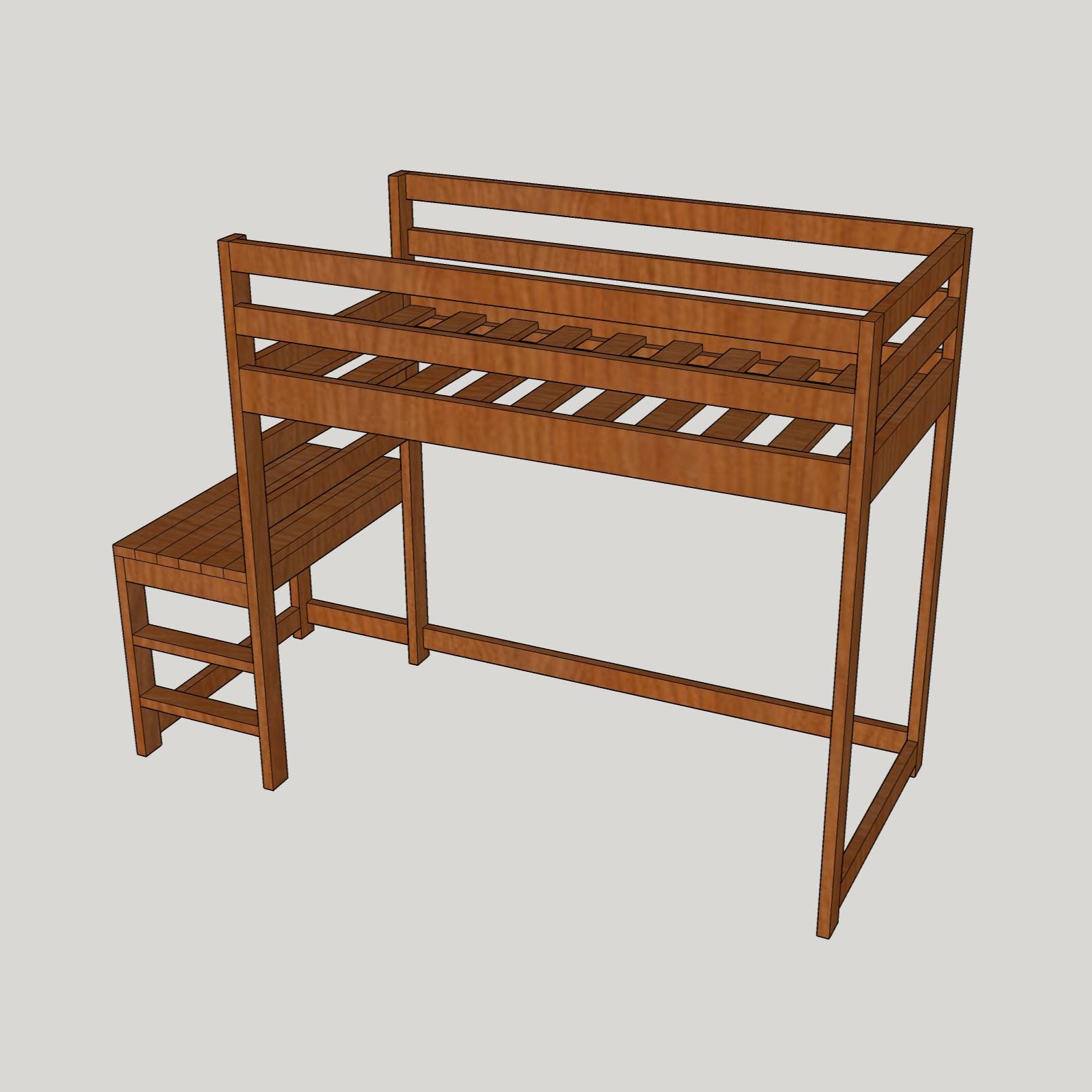 Twin Loft Bed Blueprints DIY Instructions, + 7 Customizable Add-ons ...