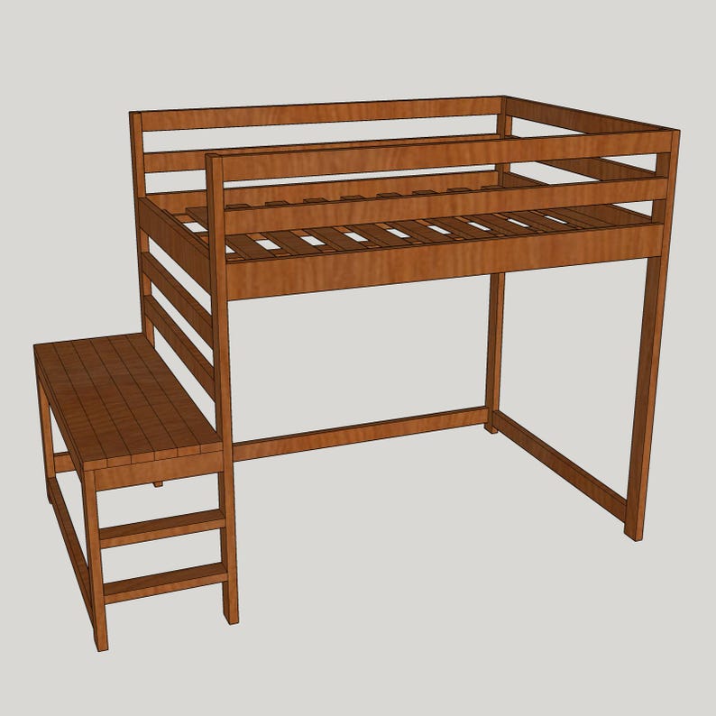 Full Loft Bed Blueprints DIY Instructions, + 7 Customizable Add-ons ...