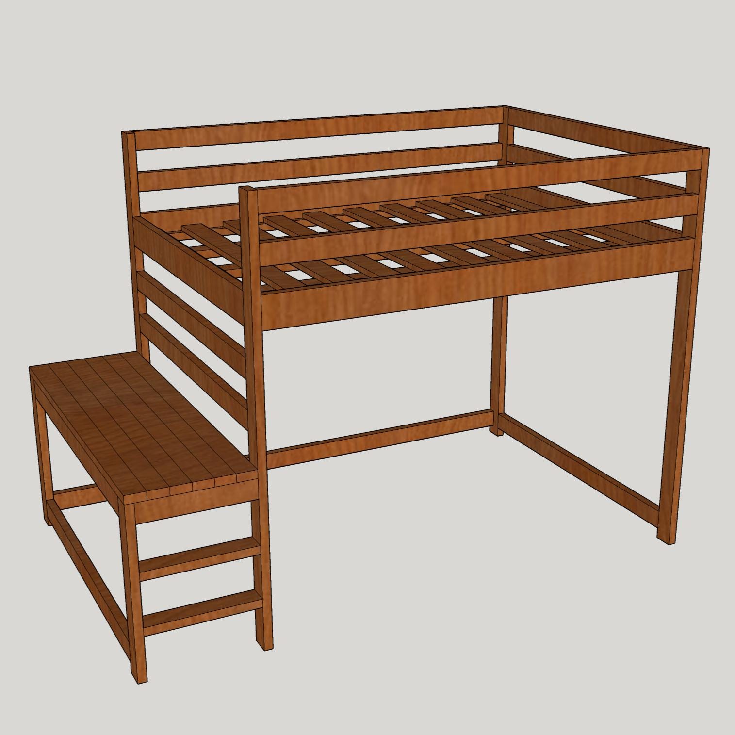 Queen Loft Bed Blueprints DIY Instructions, + 7 Customizable Add-ons ...