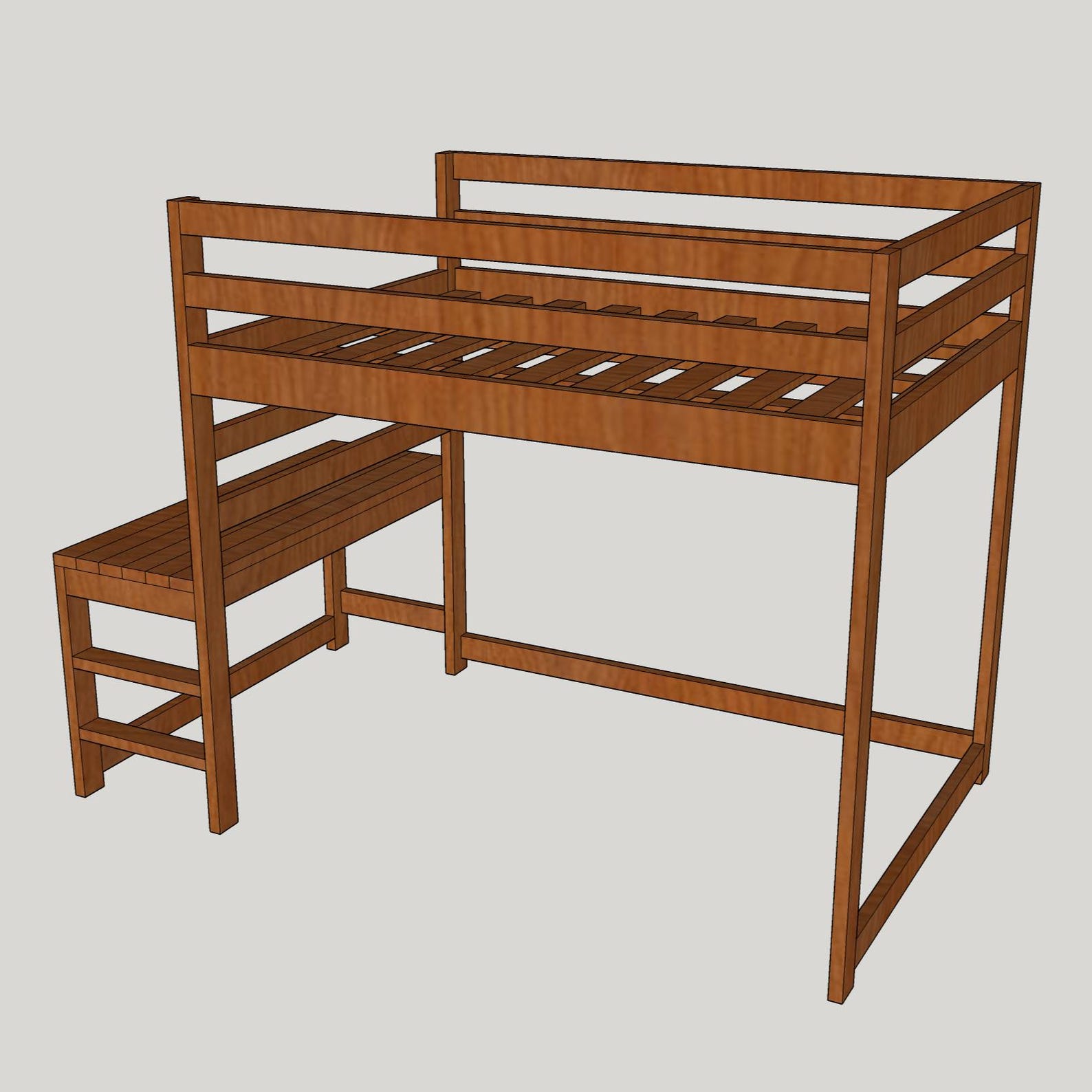 Full Loft Bed Blueprints DIY Instructions, + 7 Customizable Add-ons ...