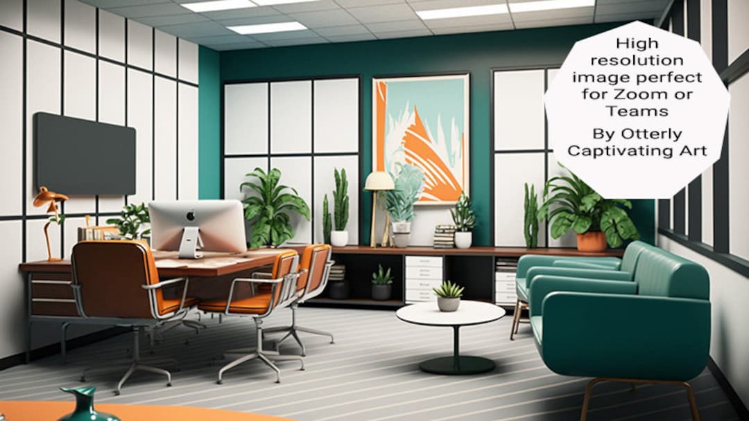 Sleek Retro-modern Office Background for Zoom, Digital Download for ...