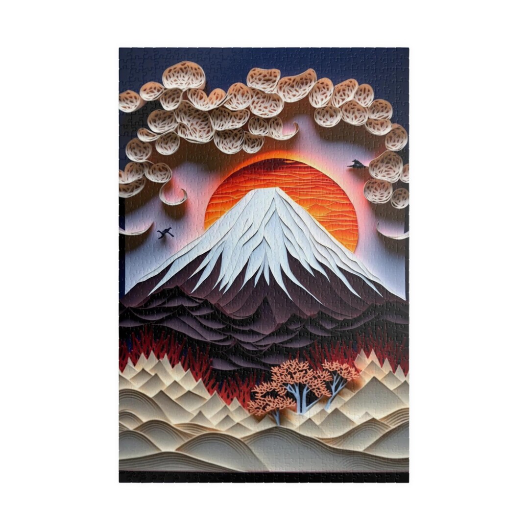 Mt. Fuji Japan Puzzle in Paper Art Style 100, 250, 500 or 1000 Piece - Etsy