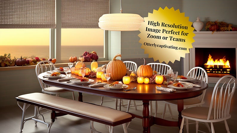 Casual Thanksgiving Dinner Background for Zoom, Digital Download for ...