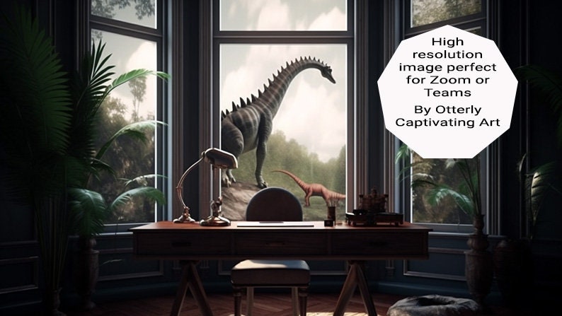 Dinosaur Office Fun Background for Zoom, Digital Download for Zoom ...