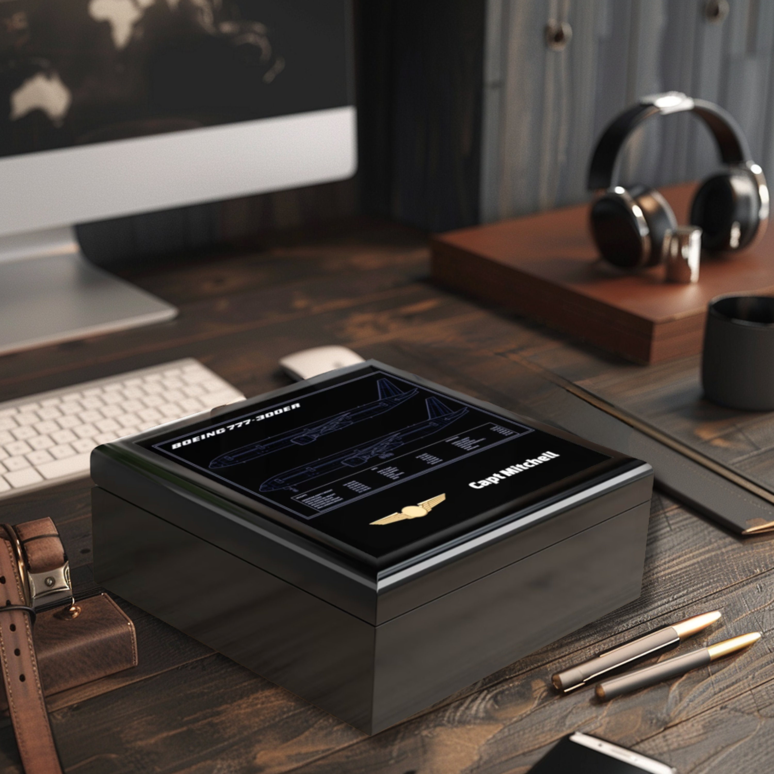 Custom Aircraft Pilot Wings and Epaulets Jewelry Case - Etsy