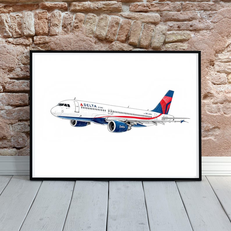 Airplane Sketch A320 Digital Download Delta Airlines Pilot Gift ...
