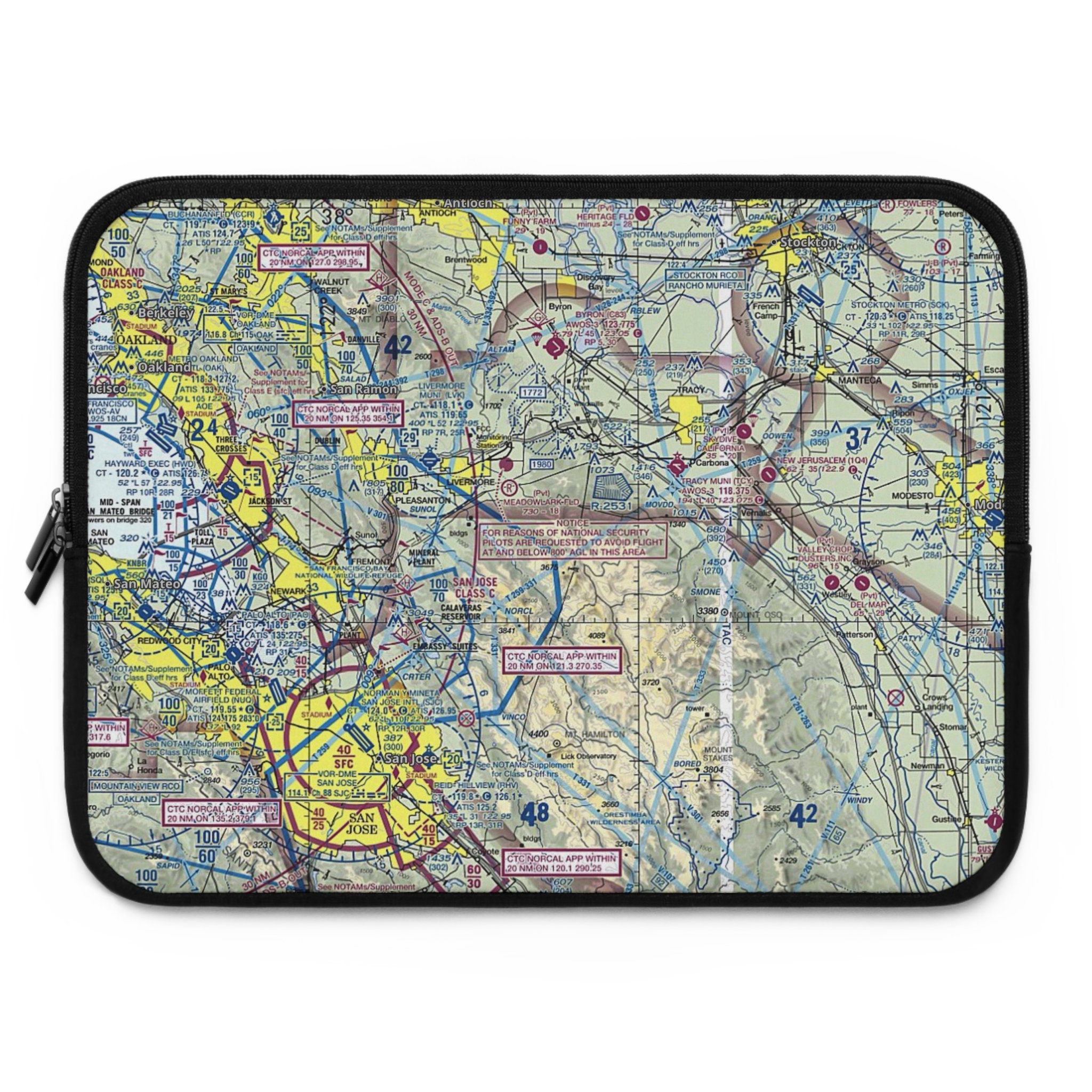 Aviation Laptop Sleeve sectional Chart Pilot Laptop Sleeve Pilot Gifts ...