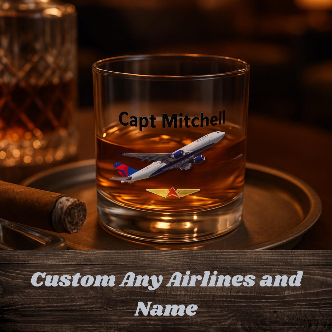 Personalized Pilot Rocks Glass Custom Aviator Gift Airline Captain ...