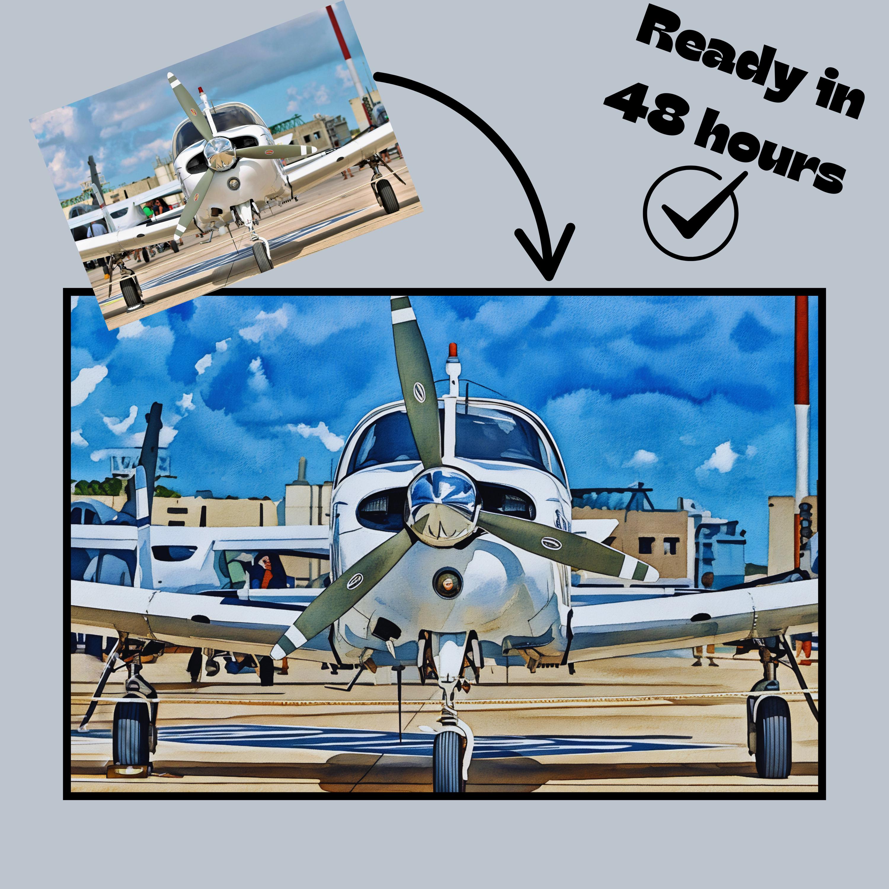 Custom Watercolor Airplane Portrait Personalized Pilot Gift | Add Your ...
