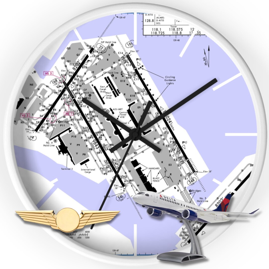 Wall Clock Any Airport Diagram Pilot Gift for Him Pilot Gift for Her ...