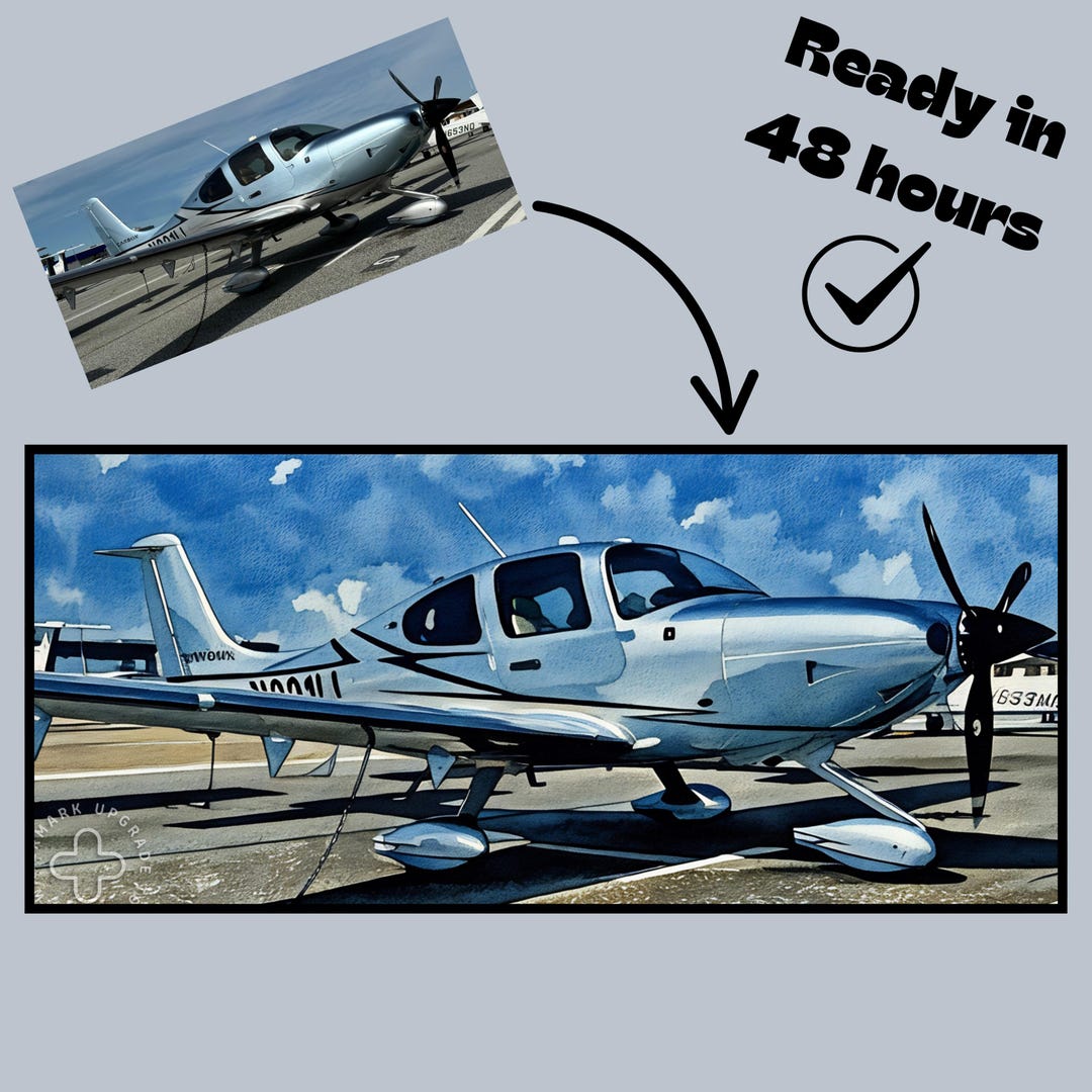 Custom Watercolor Airplane Portrait Personalized Pilot Gift | Add Your ...