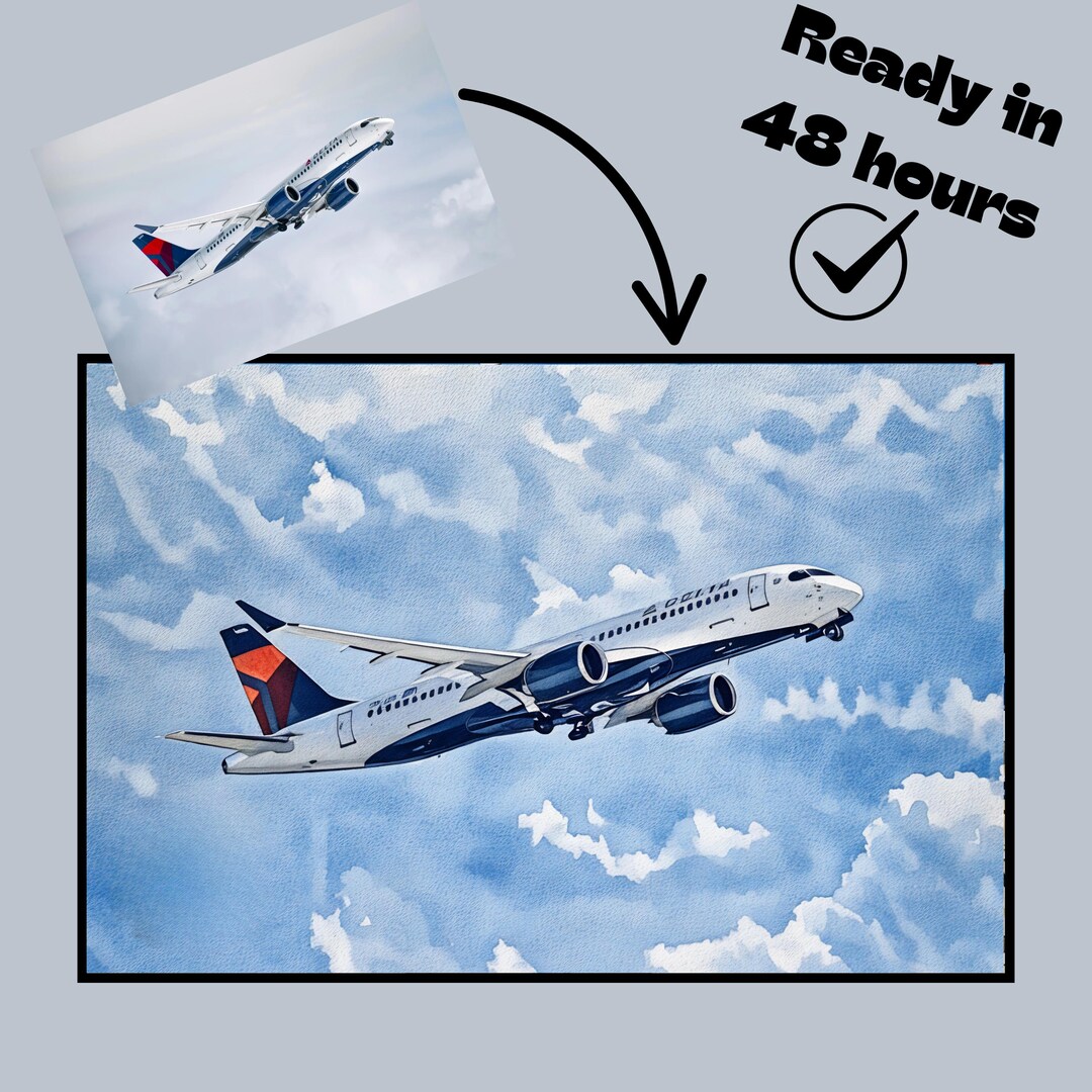 Custom Watercolor Airplane Portrait Personalized Pilot Gift | Add Your ...
