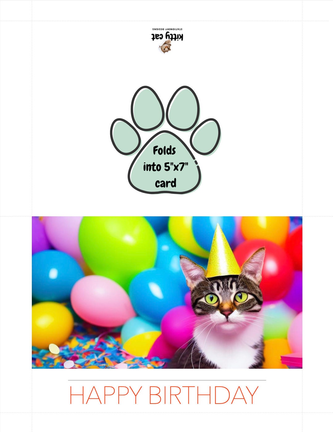 Cute Cat Birthday Printable Card | Birthday Printable Card | Birthday ...