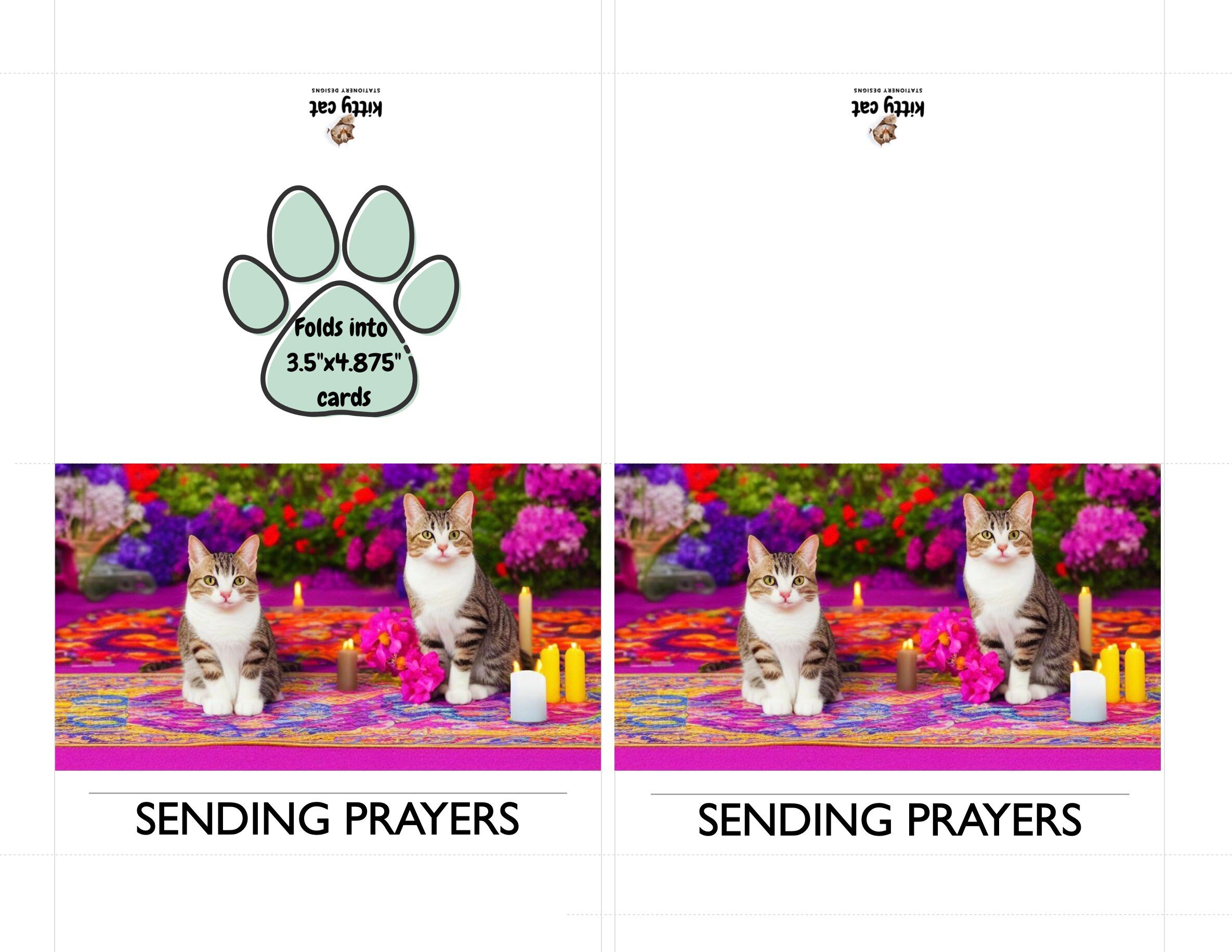 Sending Prayers Printable Card | Praying Printable Card | Cute Kitten ...