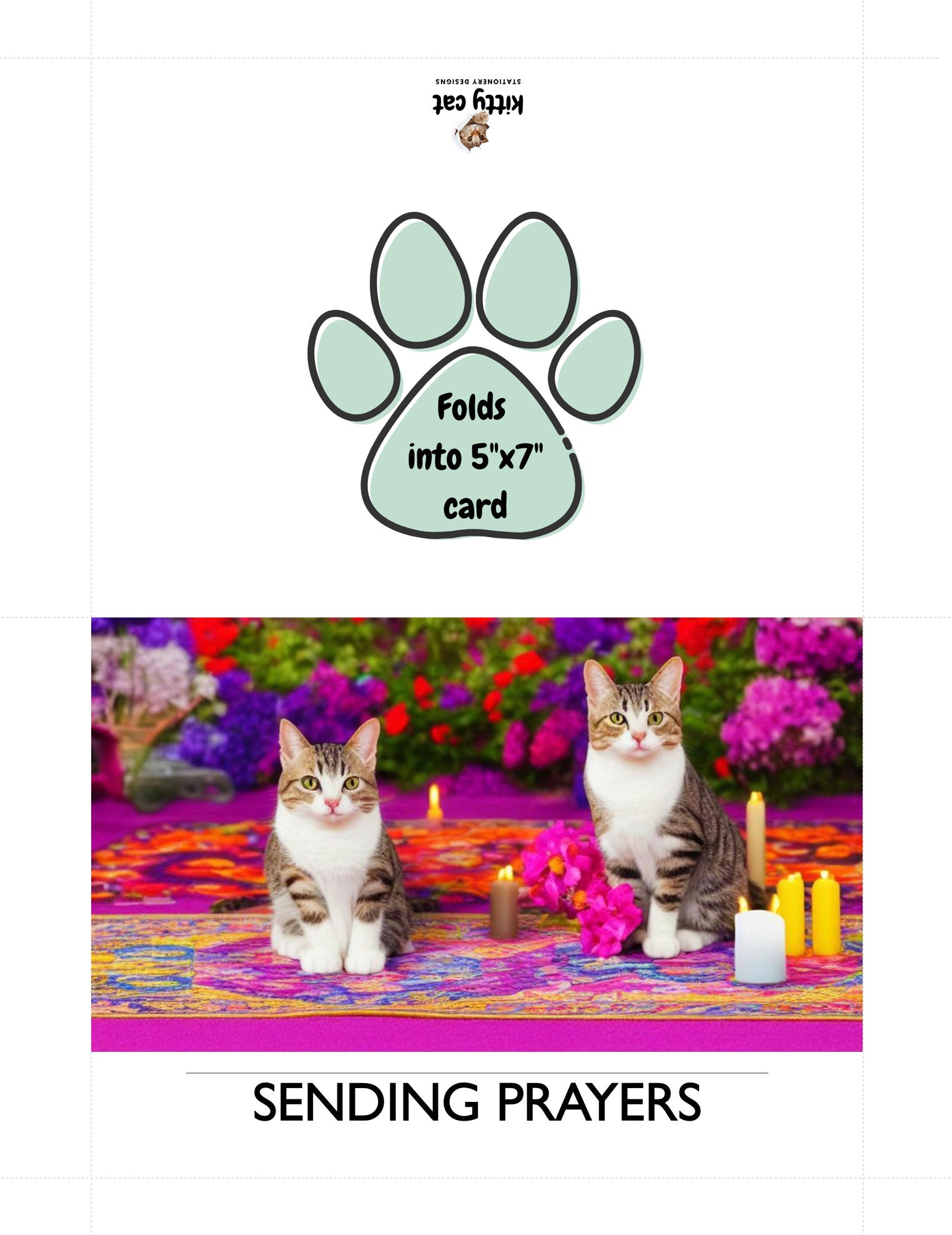 Sending Prayers Printable Card | Praying Printable Card | Cute Kitten ...