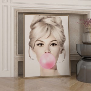 Brigitte Bardot Bubble Gum ,fashion Art Print INSTANT DOWNLOAD, Pop Art ...