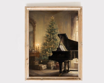 Christmas Tree Painting, Vintage Christmas Decor Printable Wall Art ...