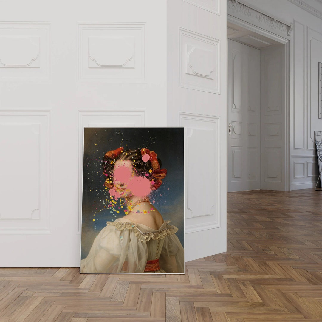 Altered Painting, Altered Vintage Painting, Portrait Painting Detail ...