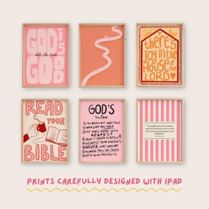 Christian Wall Art Set of 6, Bible Verse Prints, Faith Quote Posters ...
