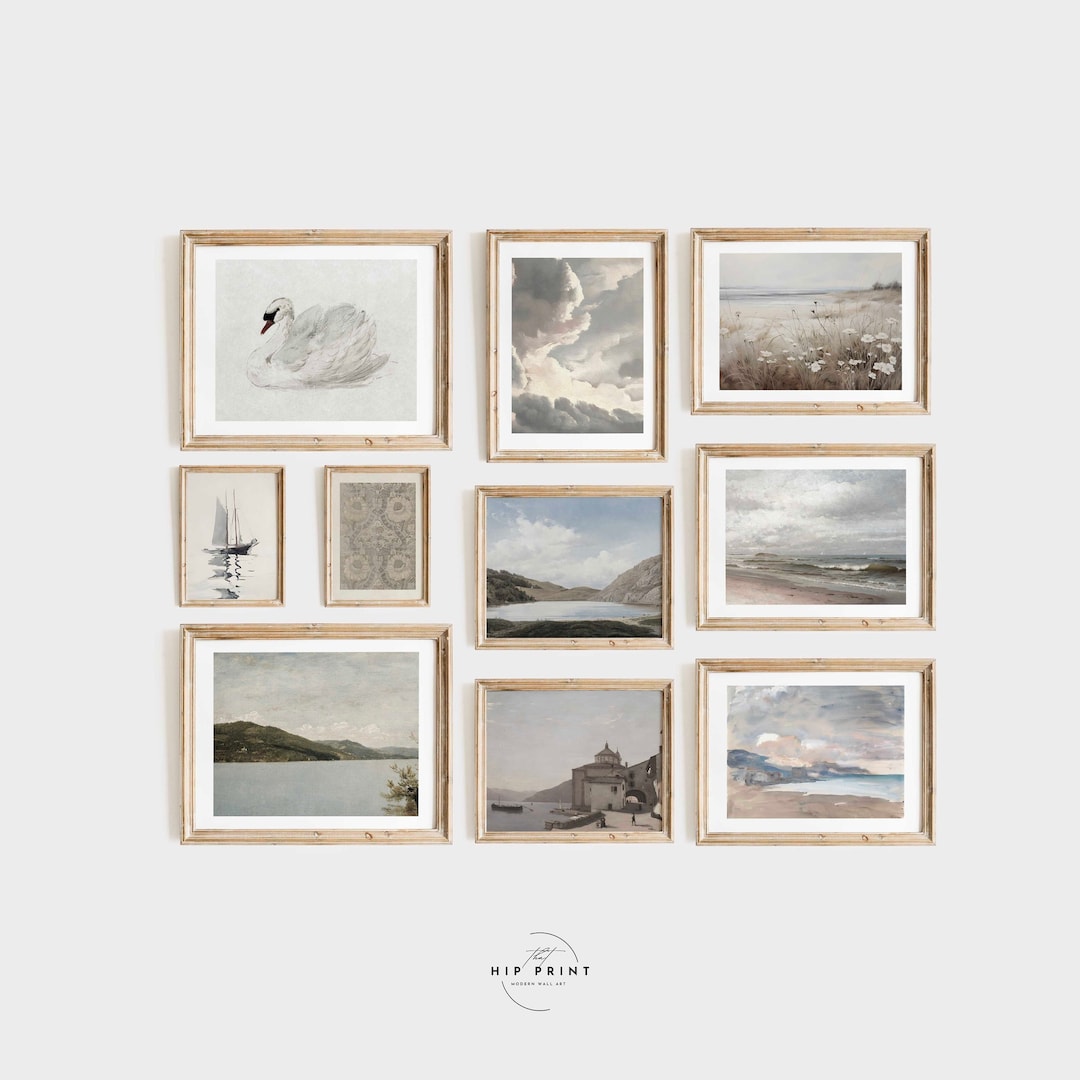 Vintage Neutral Gallery Wall Art, Rustic Living Room Decor,muted ...