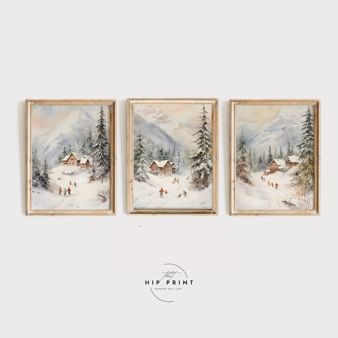 Winter Gallery Wall Art Set of 3 Prints | Christmas Wall Decor ...