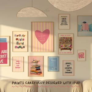 Book Lover Wall Set of 100, Printable Book Quotes Gallery, Cozy Reading ...