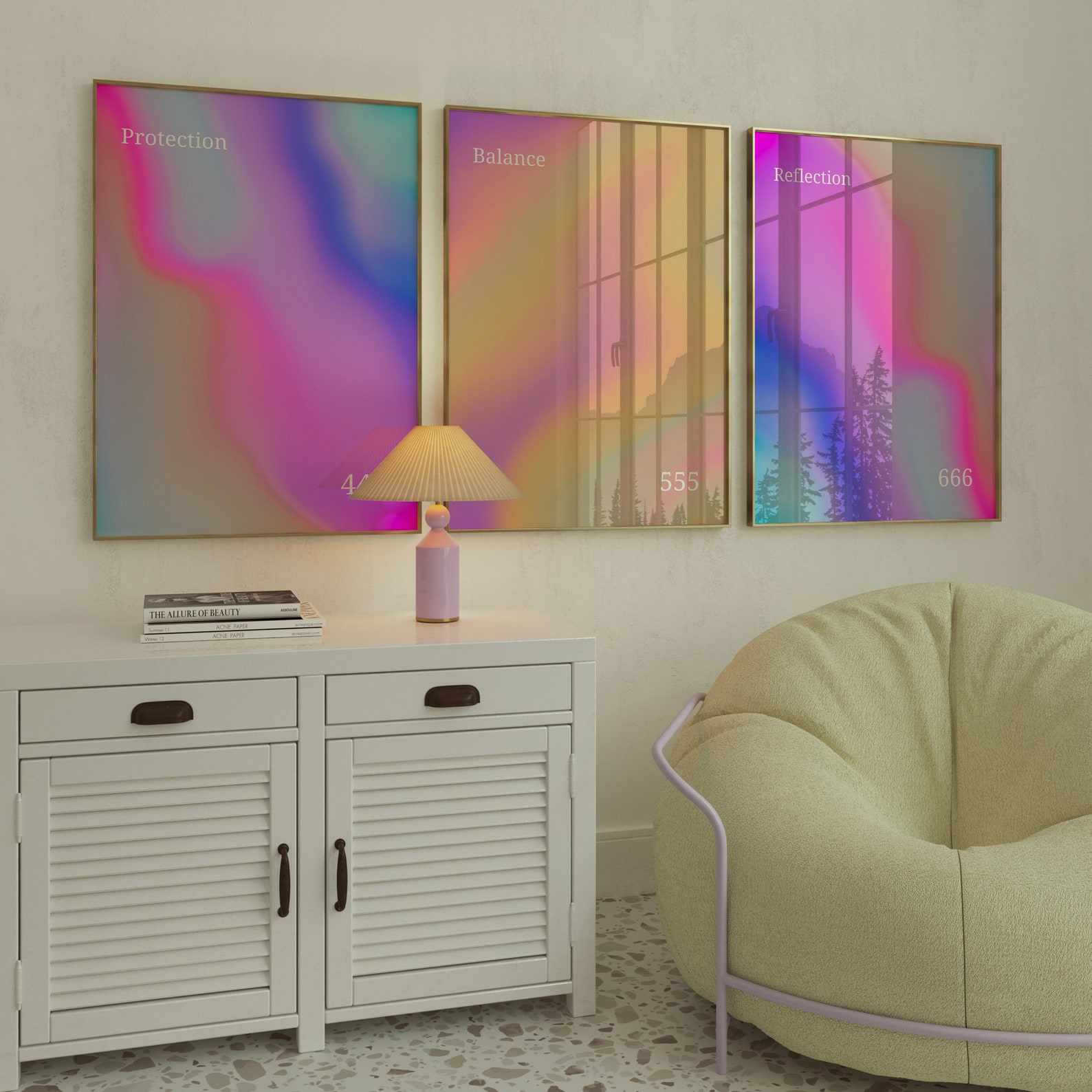 Positive Aura Posters Set of 3, Spiritual Poster, Grainy Gradient ...