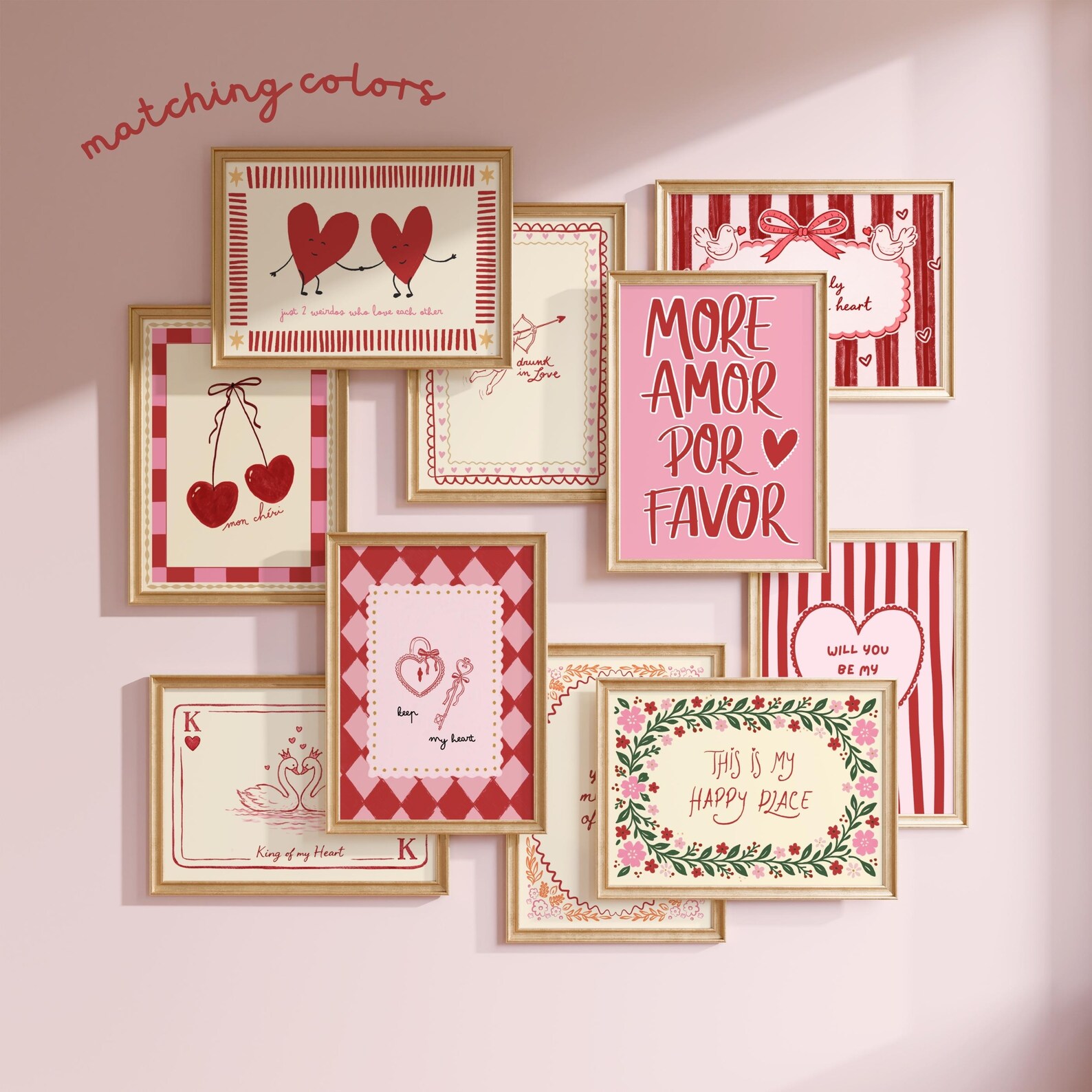 Valentine Wall Art Bundle, 16 Romantic Valentine Prints, Vintage Love ...