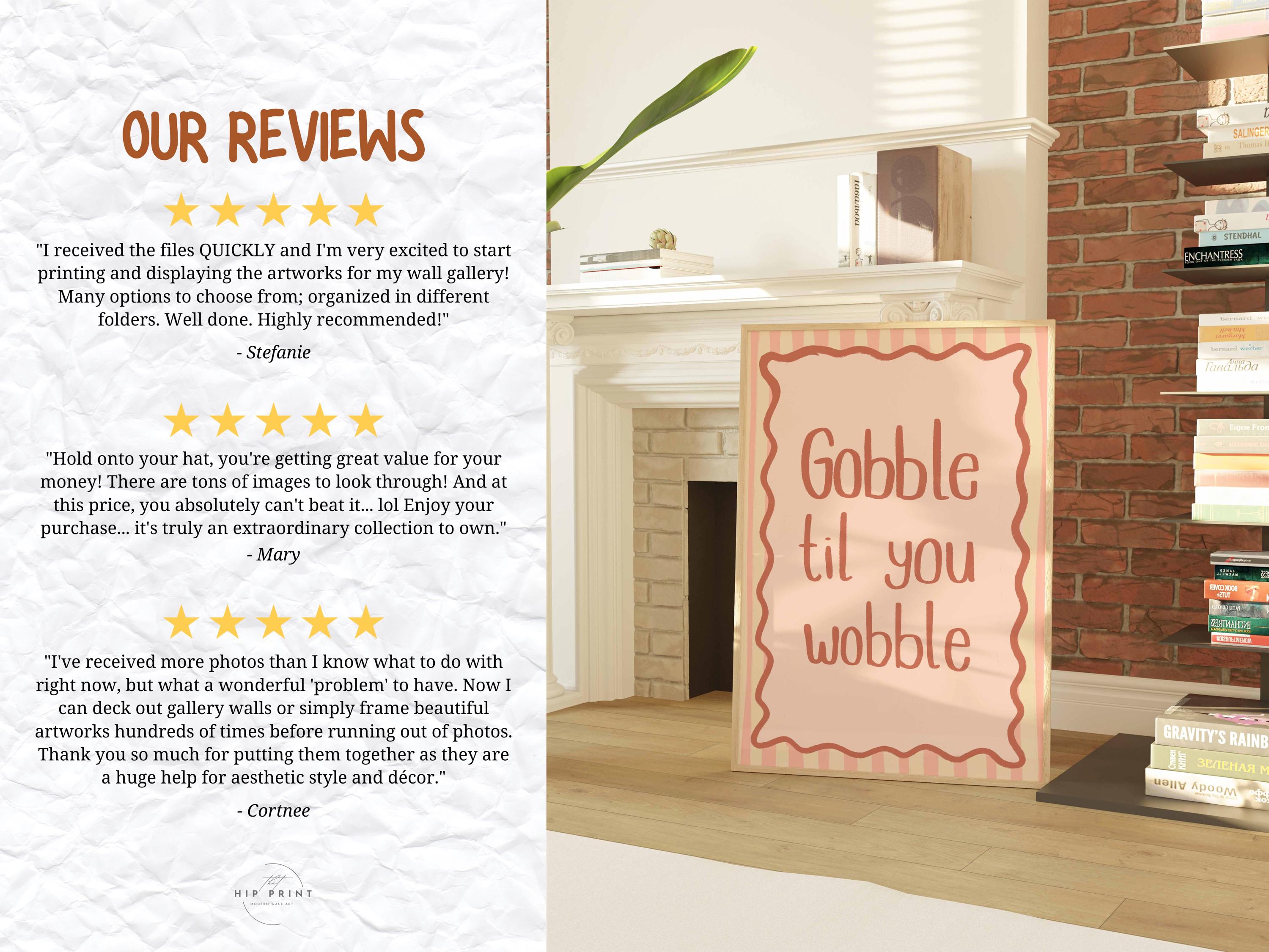 Gobble Til You Wobble Wall Art, Funny Thanksgiving Print, Cute Fall ...