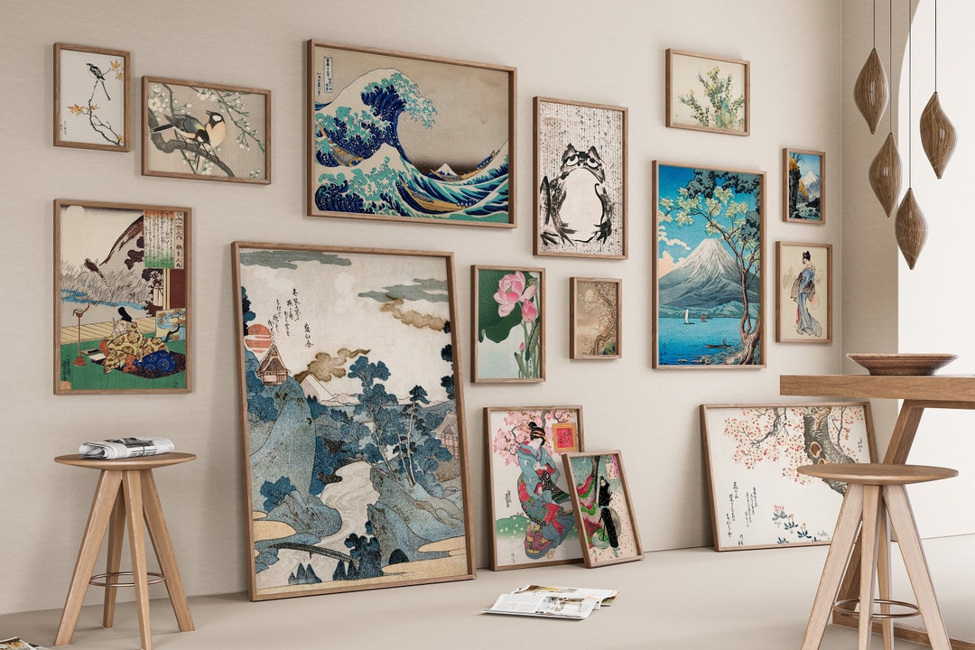Maximalist Japanese Wall Art, Eclectic Vintage Gallery Wall Set, Trendy ...