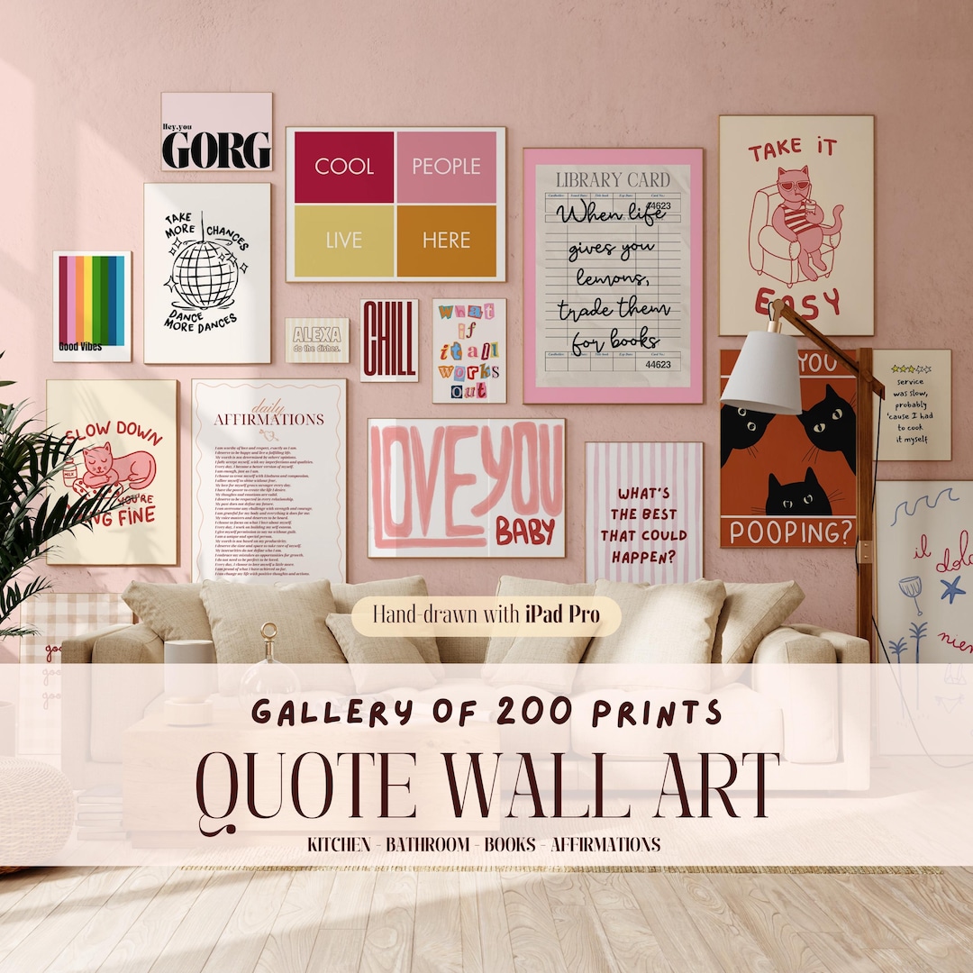 200 Quote Wall Art Prints, Aesthetic Typography Posters, Motivational ...