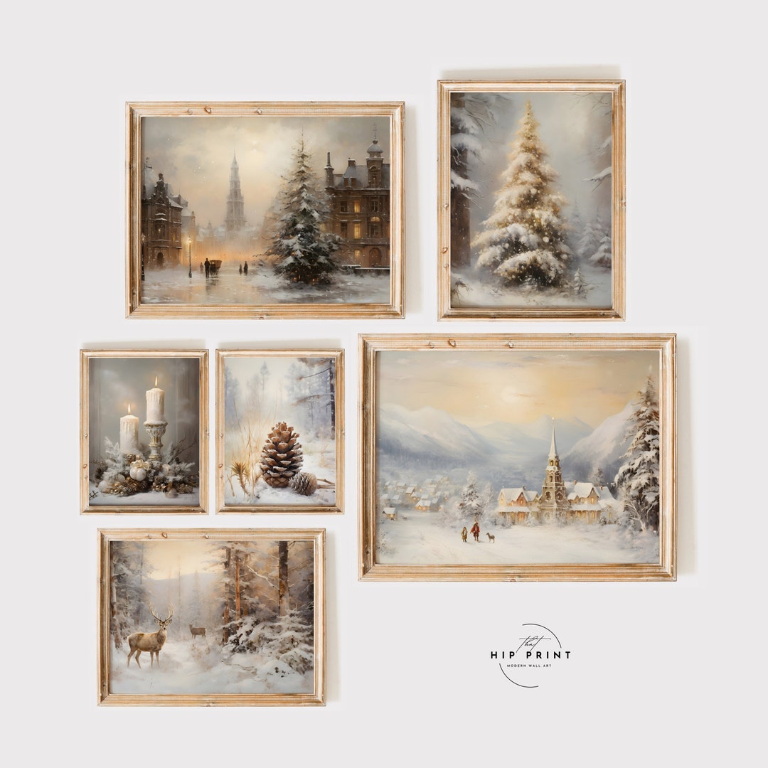 Winter Gallery Wall Art Set of 6 Prints | Christmas Wall Decor ...