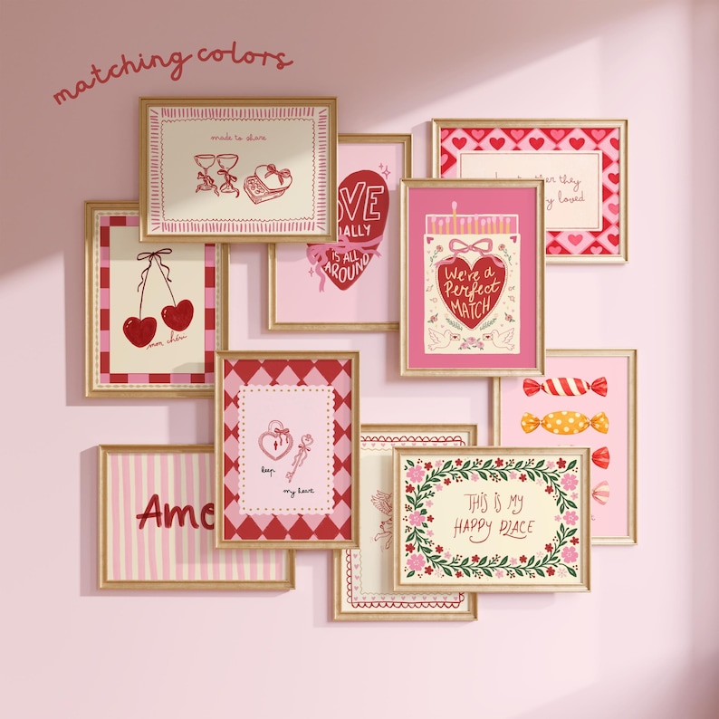 Valentine Wall Art Bundle, 20 Romantic Valentine Prints, Vintage Love ...
