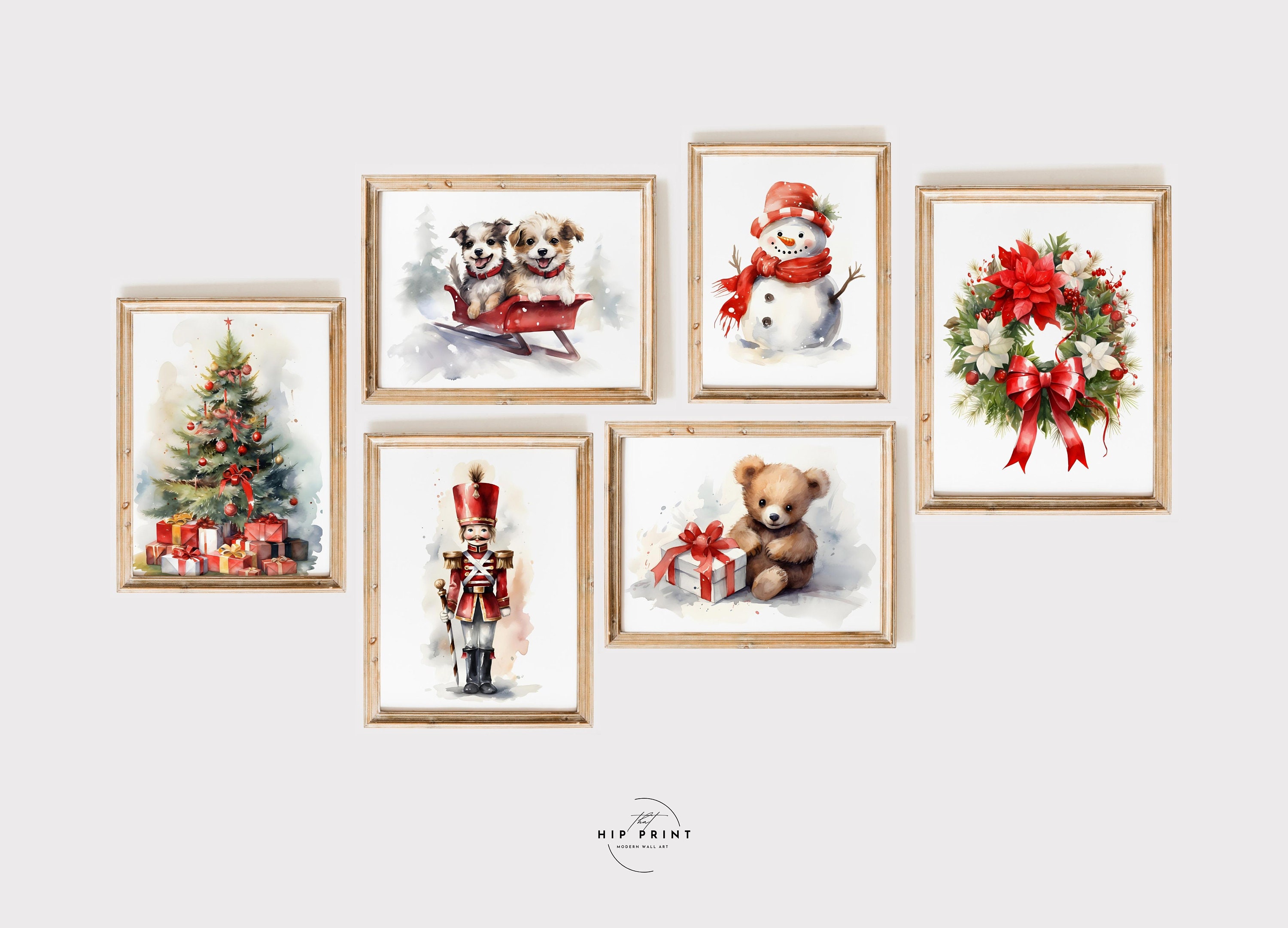Winter Gallery Wall Art Set of 6 Prints | Christmas Wall Decor ...
