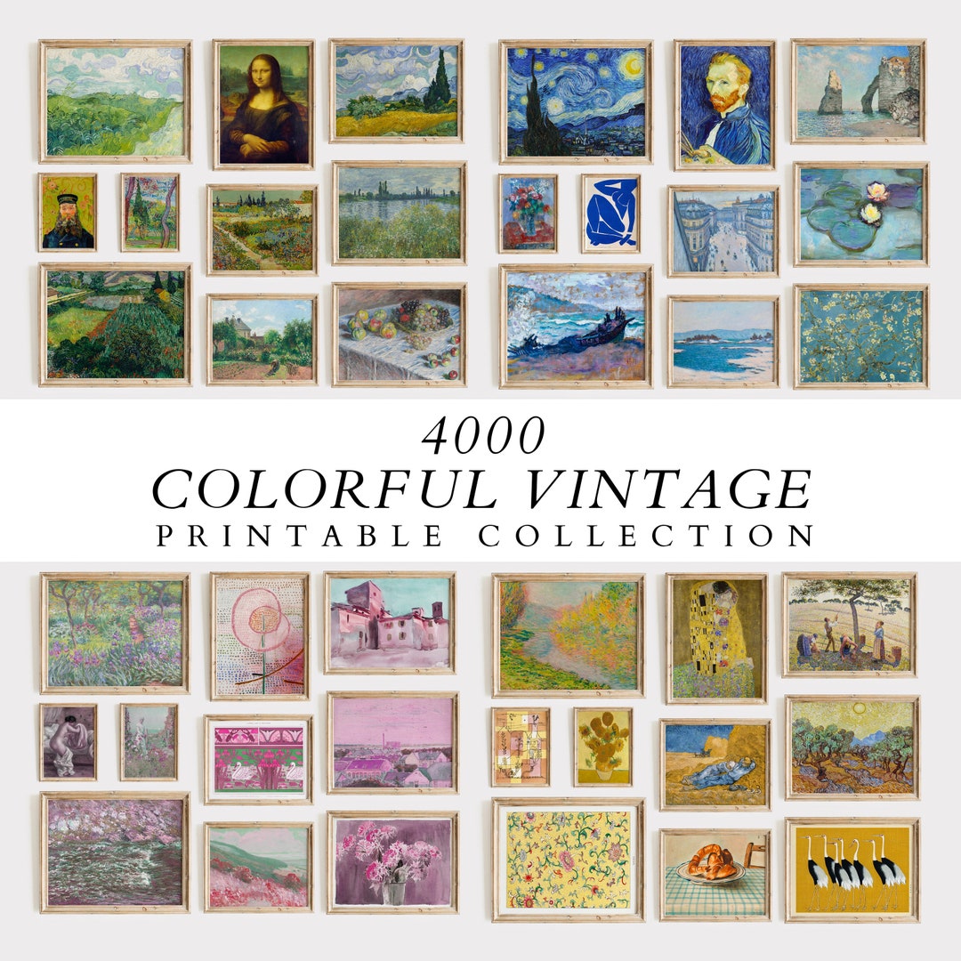 4000 Vintage Art Prints, Eclectic Gallery Wall Set (digital Download ...